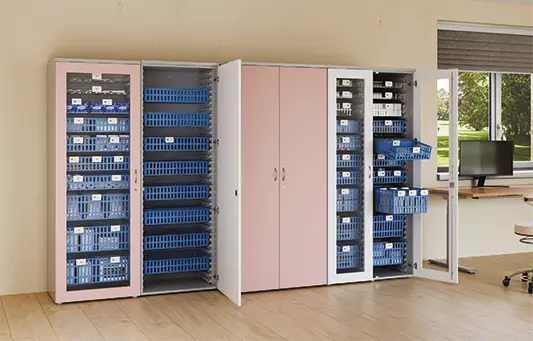 MEDICAL S - 46 skříň léková boxová, 1950 x 460 x 735, prosklená, korpus ...